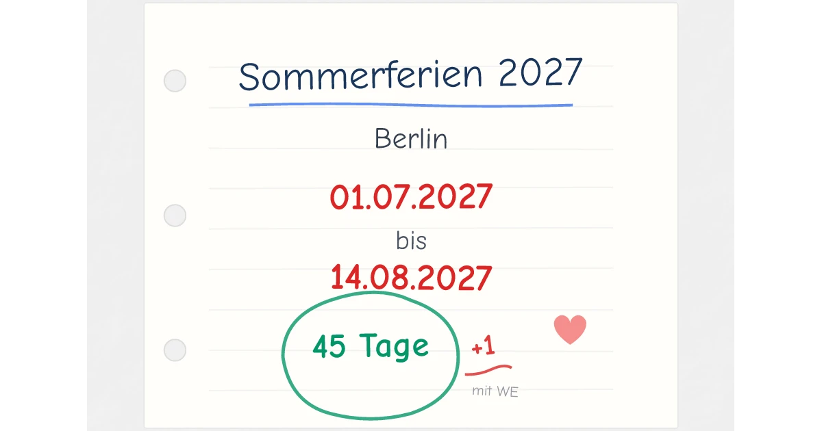 Sommerferien Berlin 2027
