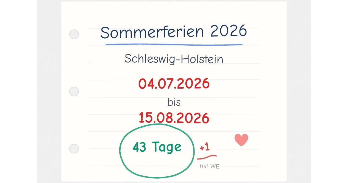 Sommerferien Schleswig-Holstein 2026
